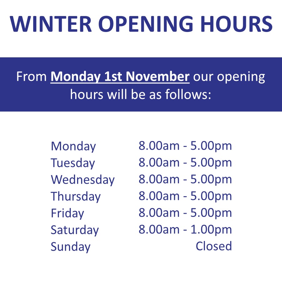 Winter Opening Hours - W Burton and Sons